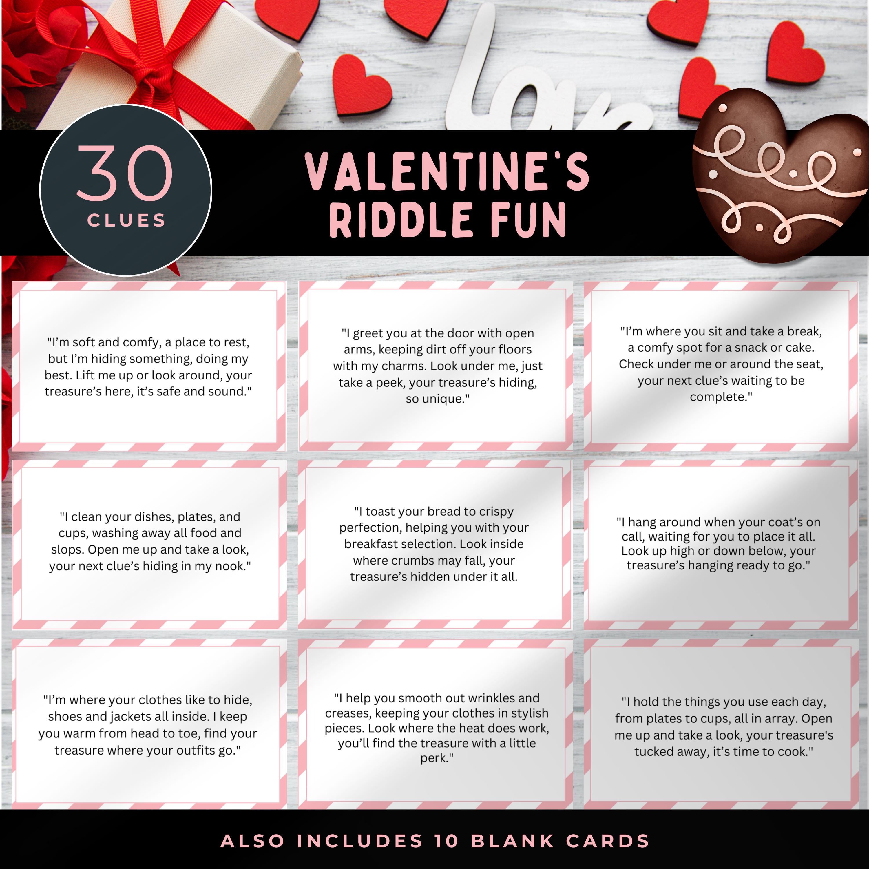 Valentine Scavenger Hunt for Teens and Adults, Riddle Clues, Children ...