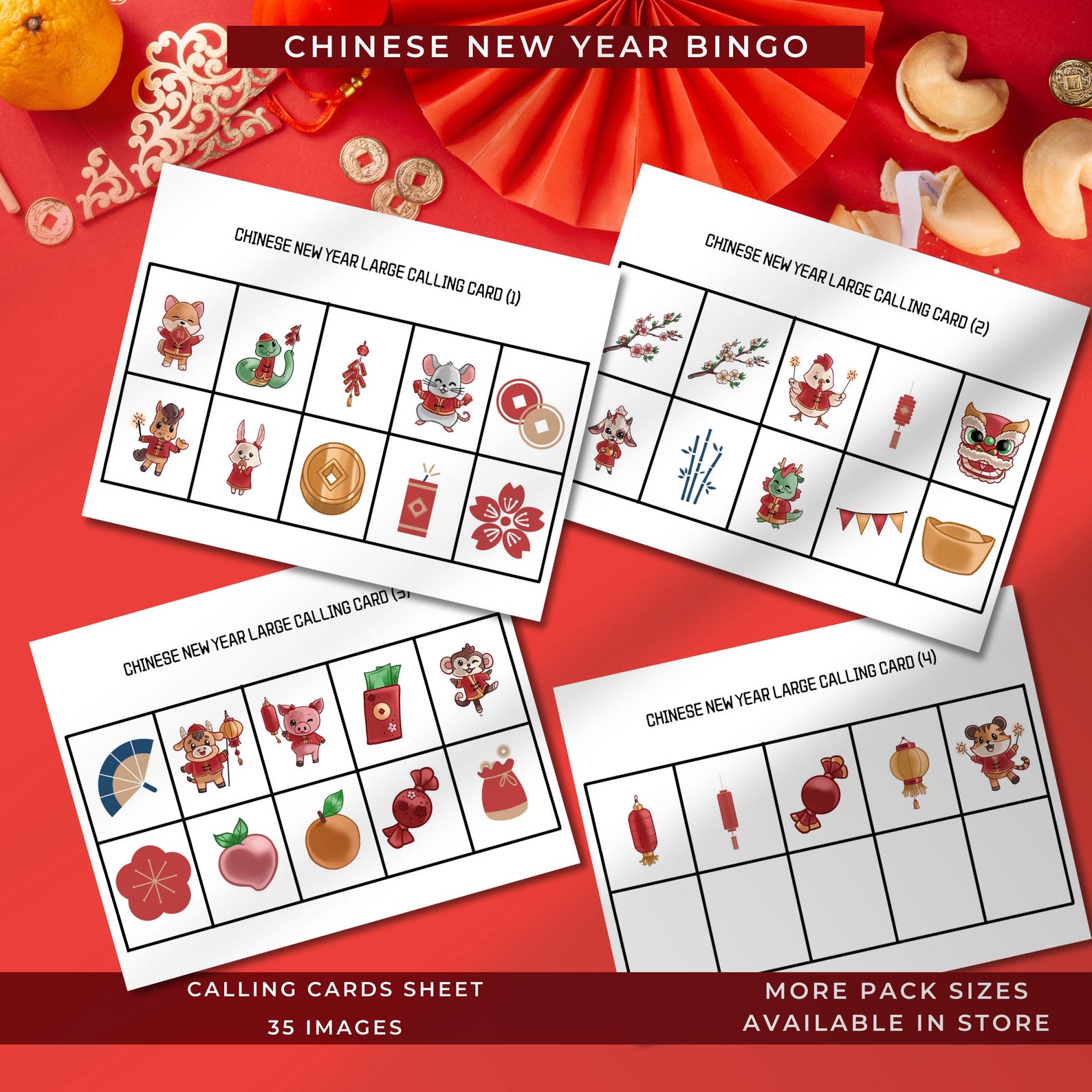 Chinese New Year Bingo, Printable Zodiac for Children, Kids Lunar ...