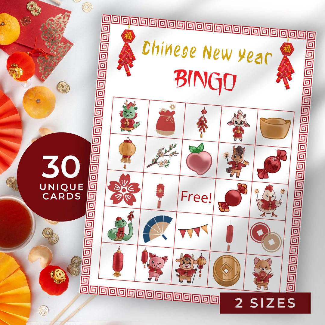 Chinese New Year Bingo, Printable Zodiac for Kids, Children's Lunar ...