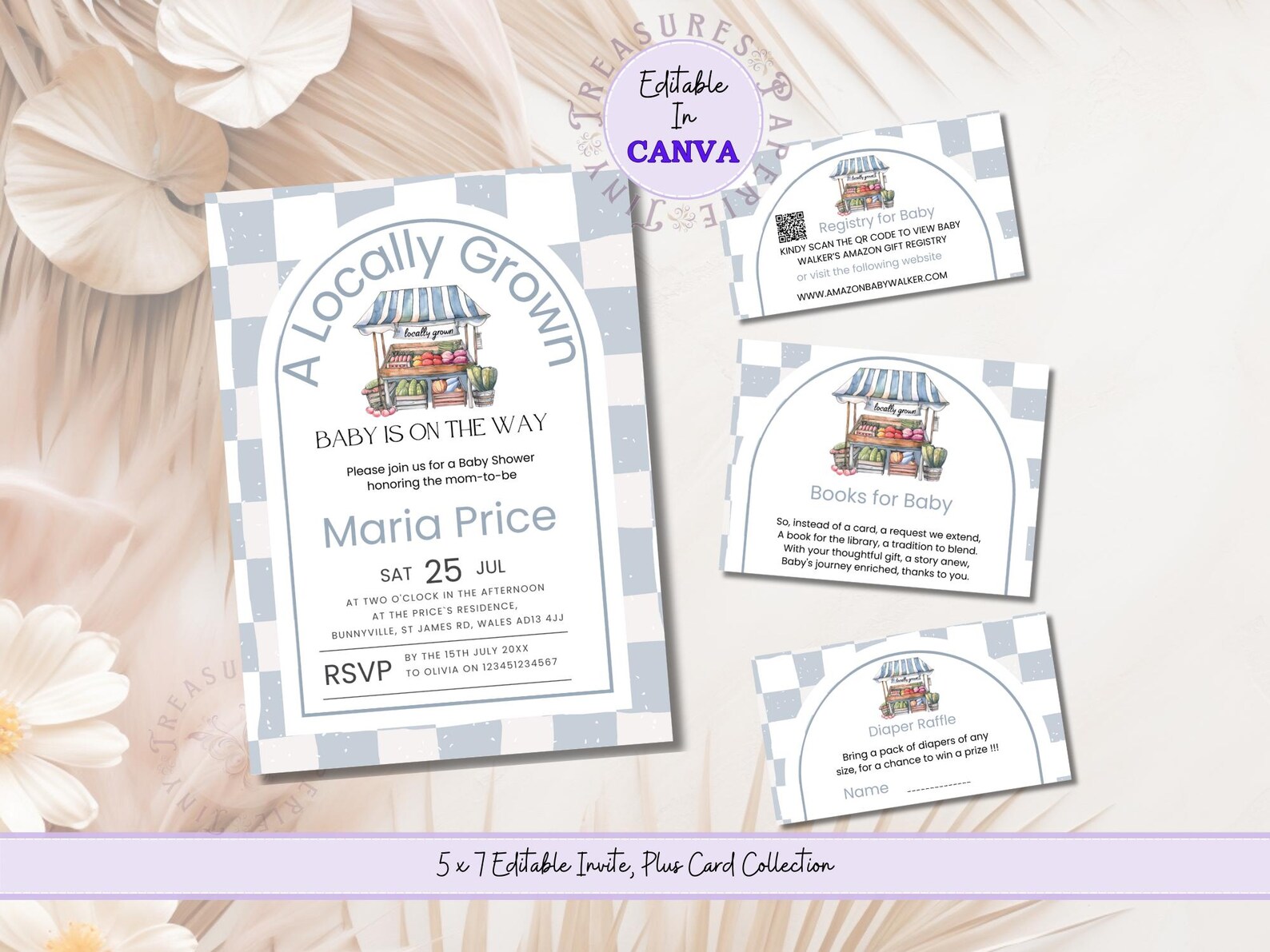 Farmers Market Themed Baby Shower Invite Bundle, Locally Grown Editable ...