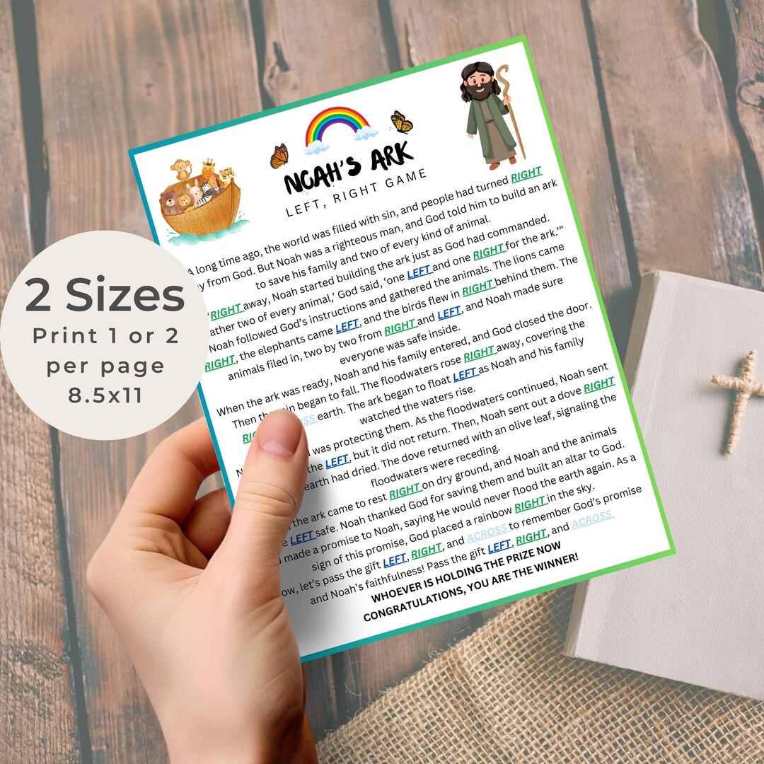 Bible Story Left Right Game, Book of the Bible Story, Printable Noak's ...
