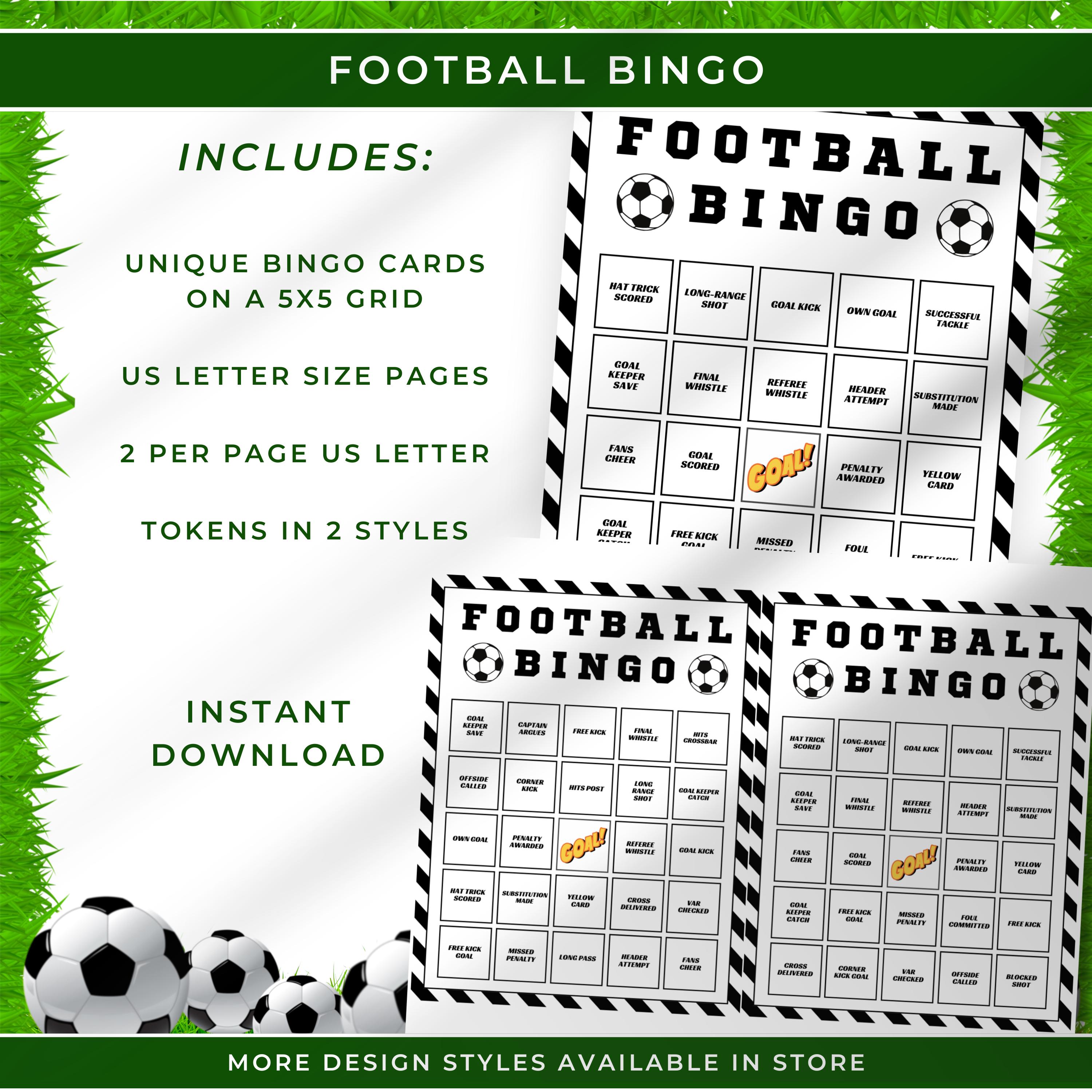 Football Themed Bingo, Printable English Activity, Soccer Activities 20 ...