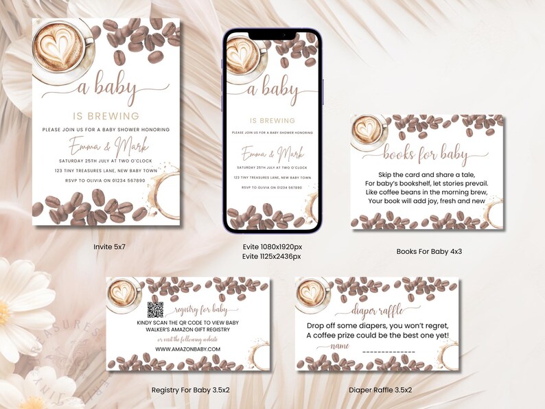 Coffee Bean Baby Shower Invitation, A Baby is Brewing Invite, Editable ...