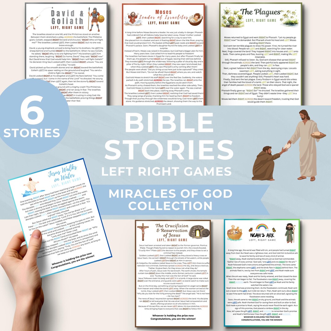 Bible Story Left Right Game, Miracles of God Bible Stories, Printable ...