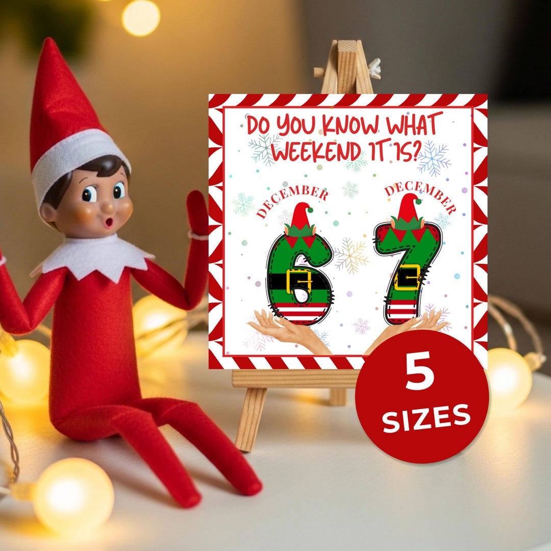 6 7 Printable Elf Prop, Six Seven Funny Meme Christmas, Trending 67 ...