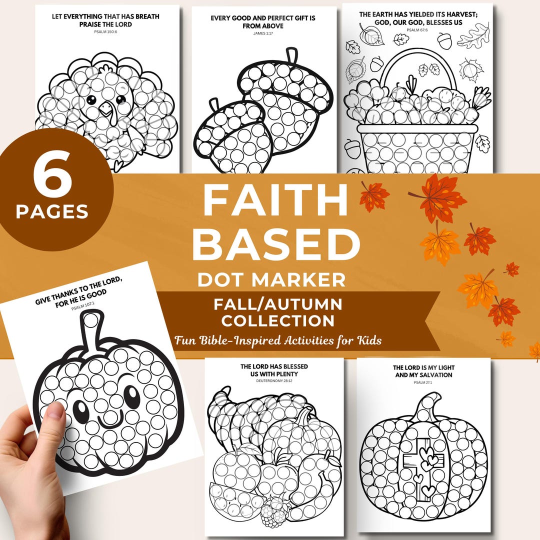 Bible Dot Marker Pages, Christian Fall Coloring Printables for Kids ...