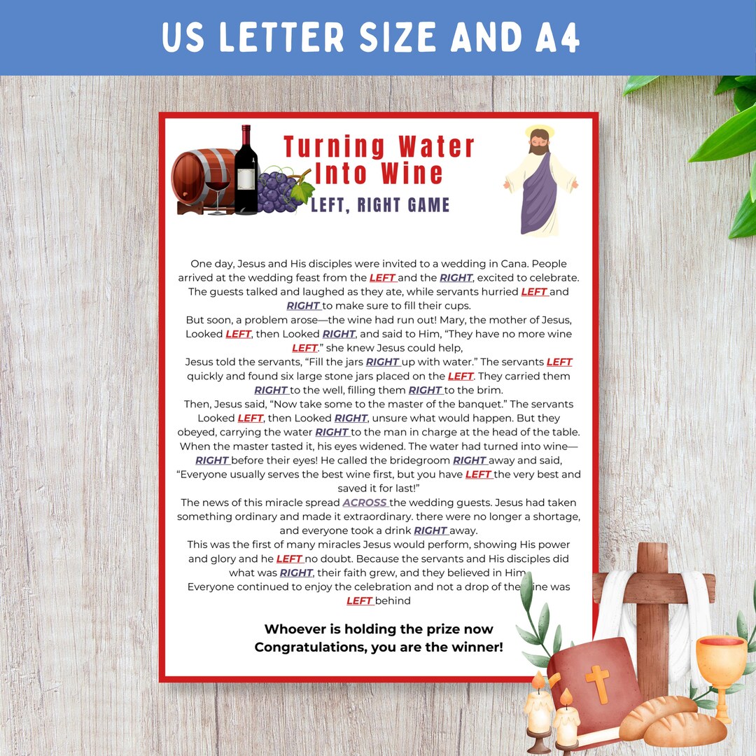 Bible Story Left Right Game, Book of the Bible Story, Printable Water ...