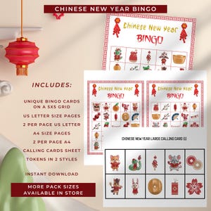 Chinese New Year Bingo, Printable Zodiac for Children, Kids Lunar ...