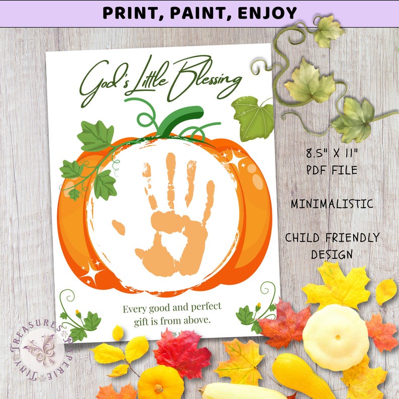 Fall Pumpkin Handprint Craft for Kids, Christian Bible Verse Printable ...