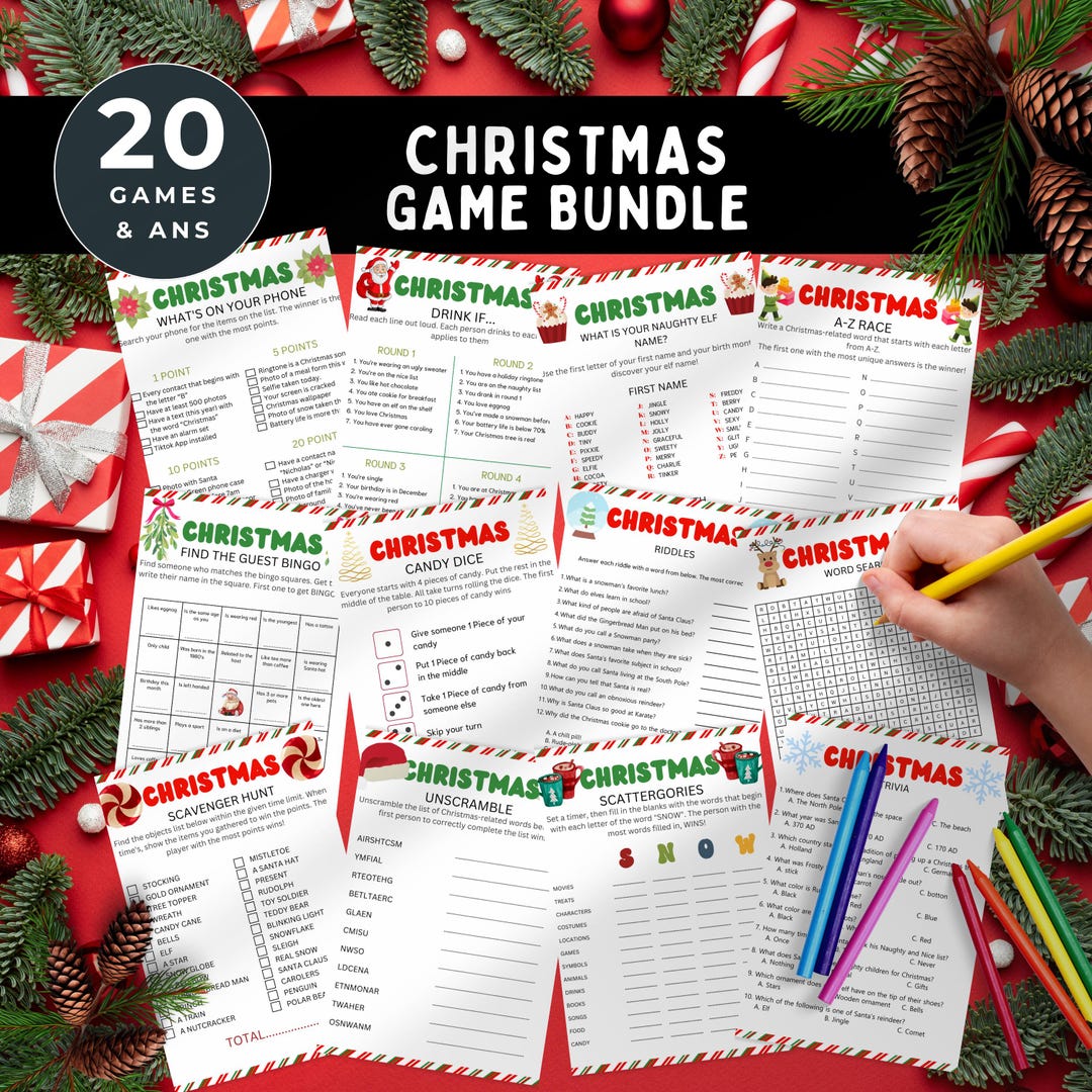 Christmas Game Bundle for Teens and Adults, Fun Party Activity ...