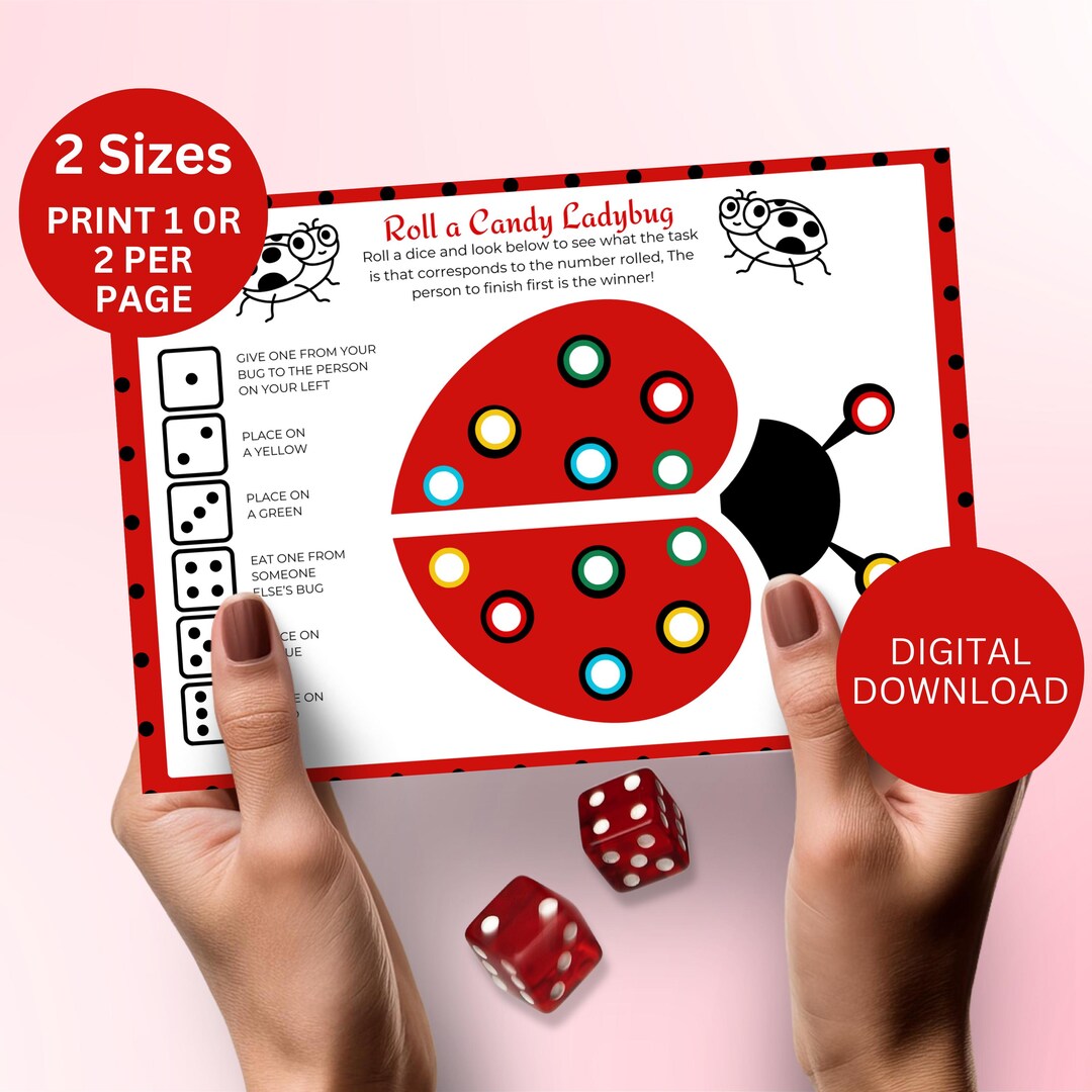 Roll a Ladybug Dice Candy Game, Fun Ladybird Printable for Kids ...