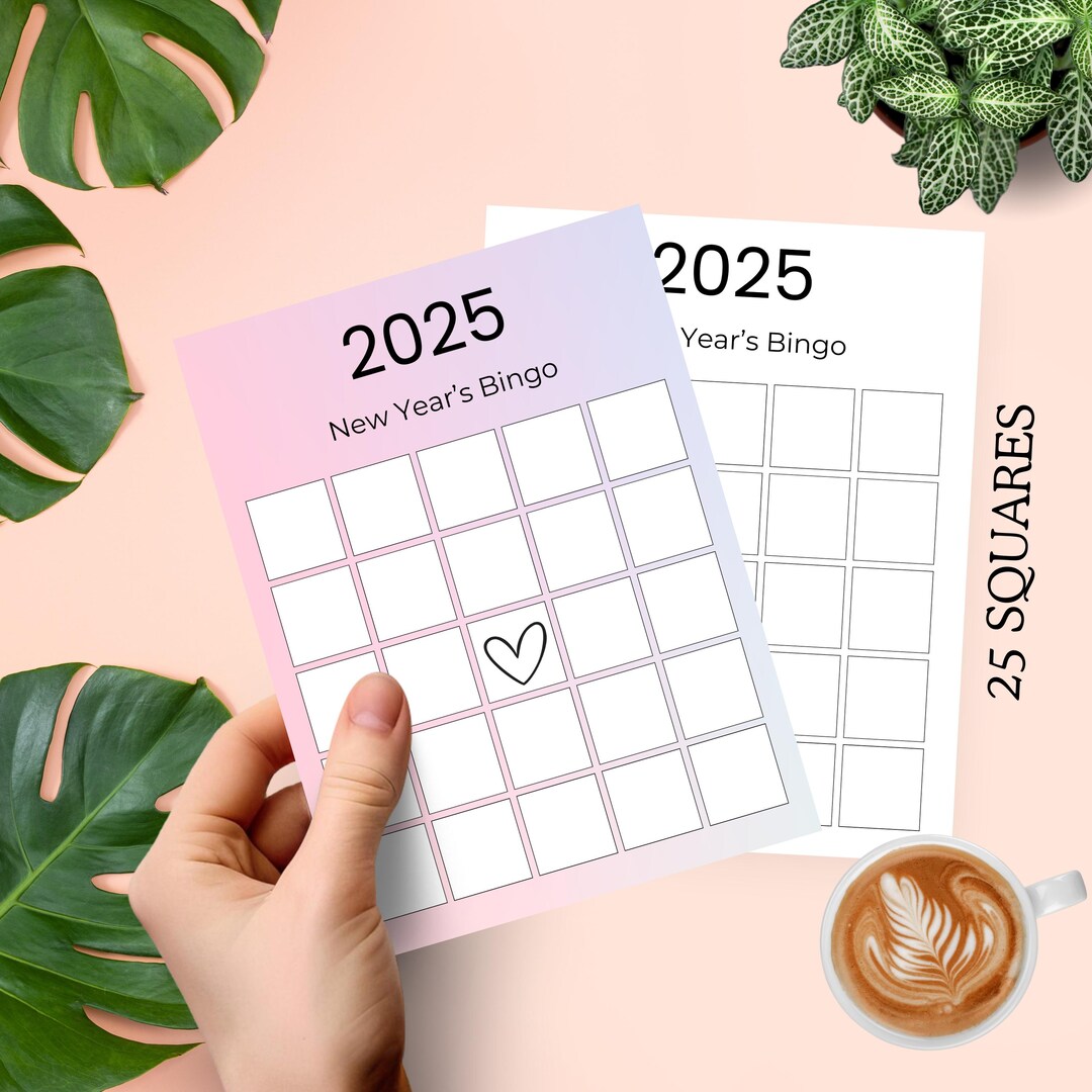 New Year Bingo Vision Board, New Year Bingo Card, Printable Resolution ...