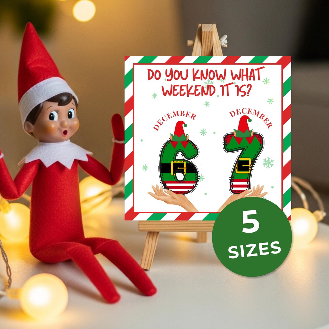 6 7 Printable Elf Prop, Six Seven Funny Meme Christmas, Trending 67 ...