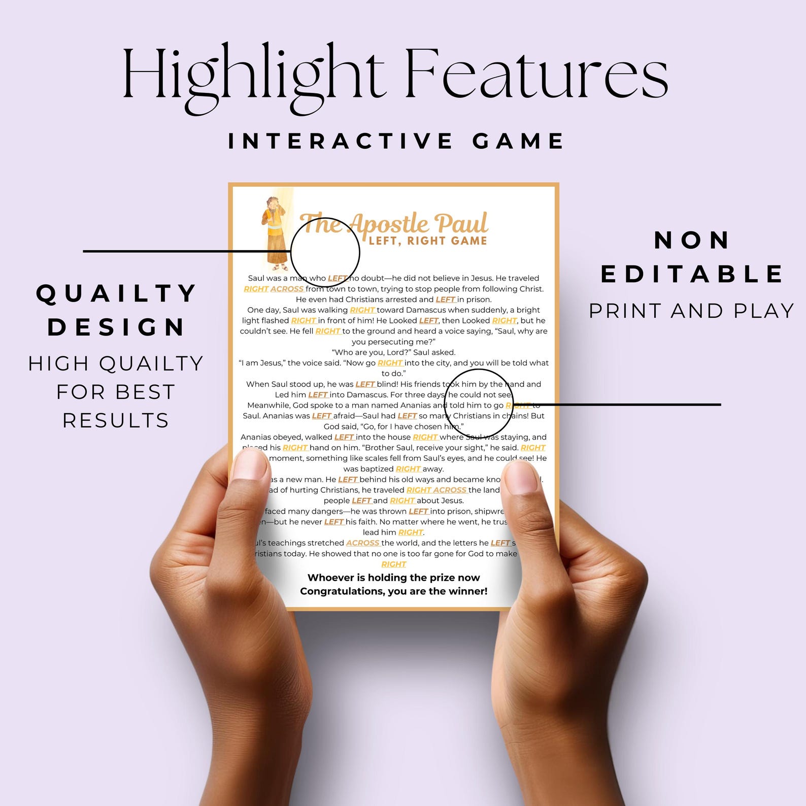 Bible Story Left Right Game, Book of the Bible Story, Printable Apostle ...