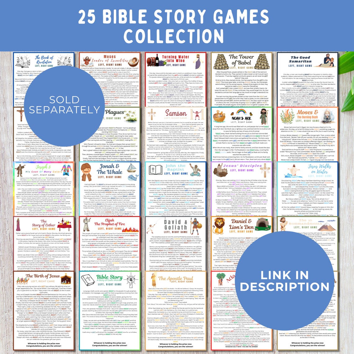 Bible Story Left Right Game, Lessons in Faith Bible Stories, Printable ...
