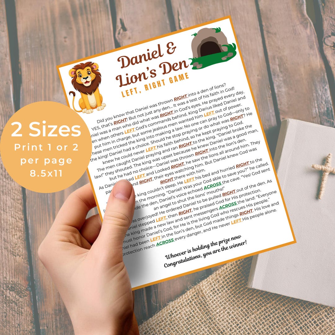 Bible Story Left Right Game, Book of the Bible Story, Printable Daniel ...