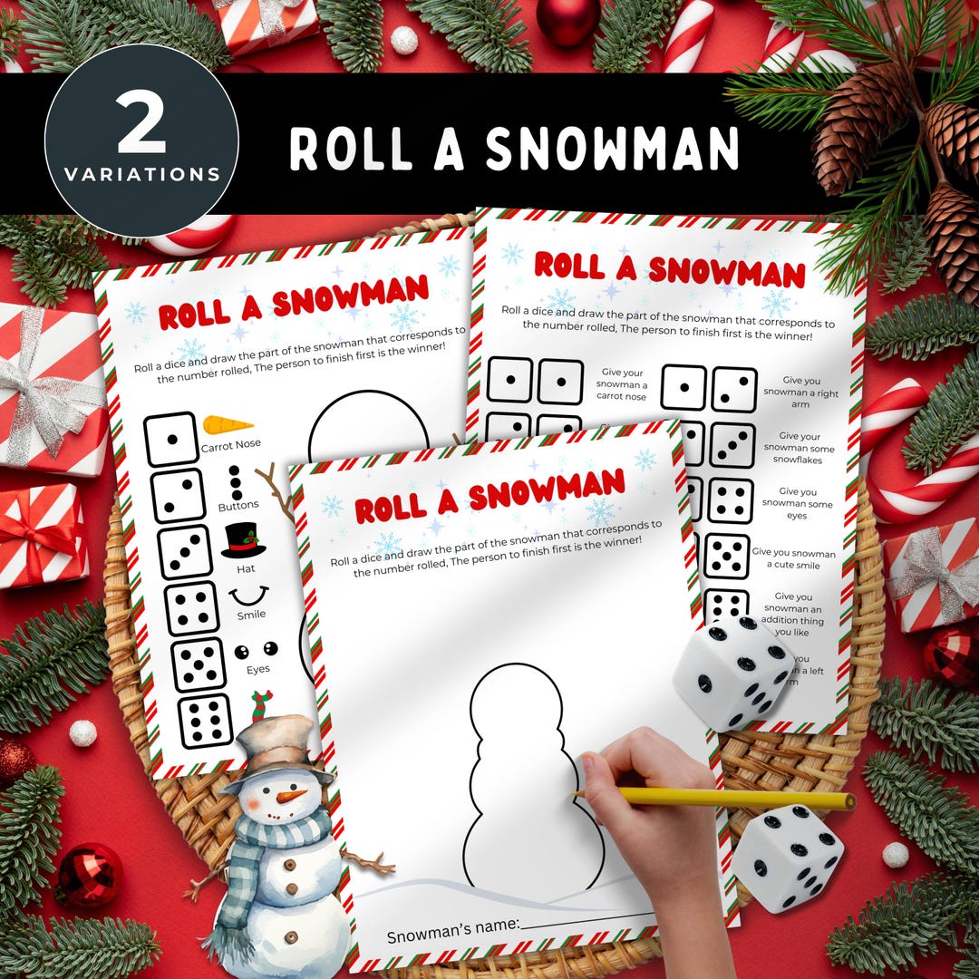 Roll A Snowman Game, Children's Christmas Dice Activity, Kid's Holiday ...