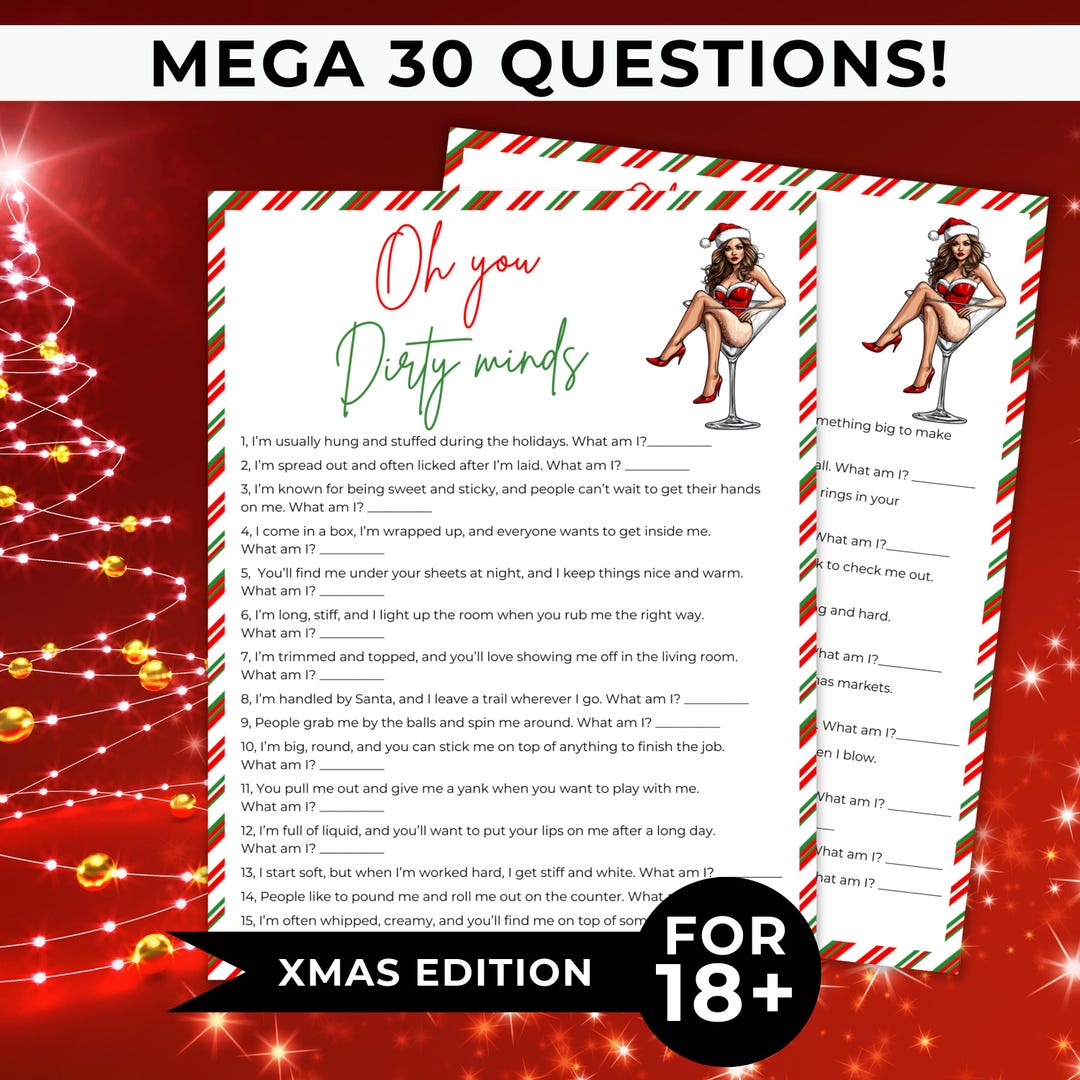 Dirty Minds Christmas Game, Wedding Shower Party Activity, Bachelor ...