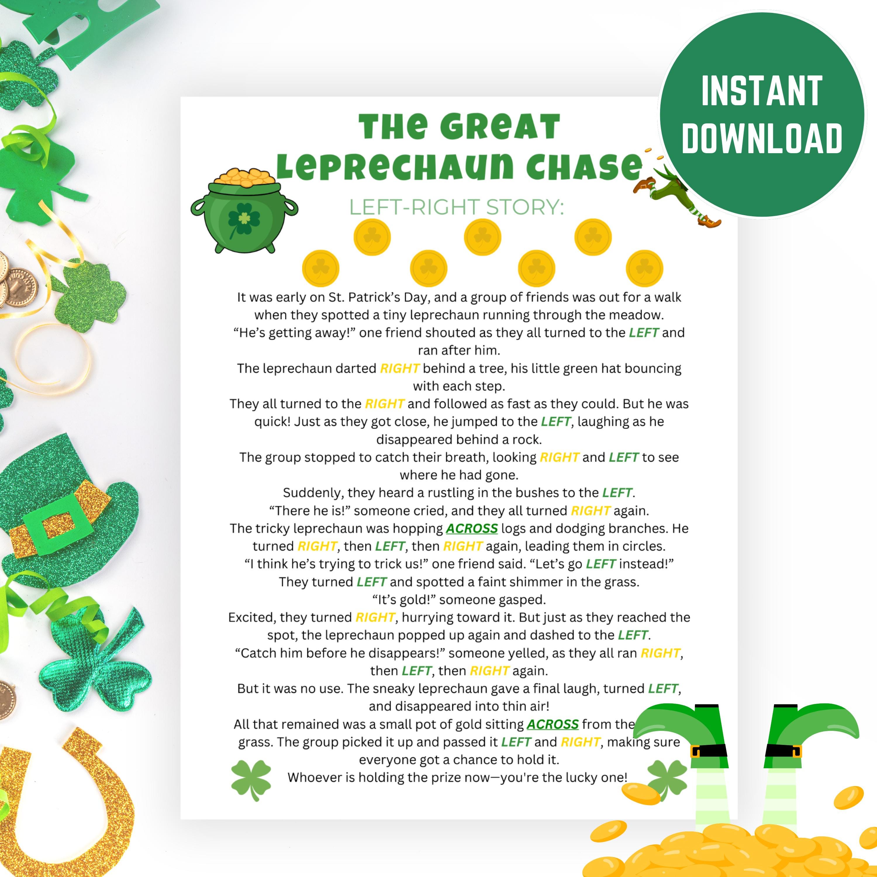 St Patrick's Day Left Right Game, Leprechaun Pass the Prize Activity ...
