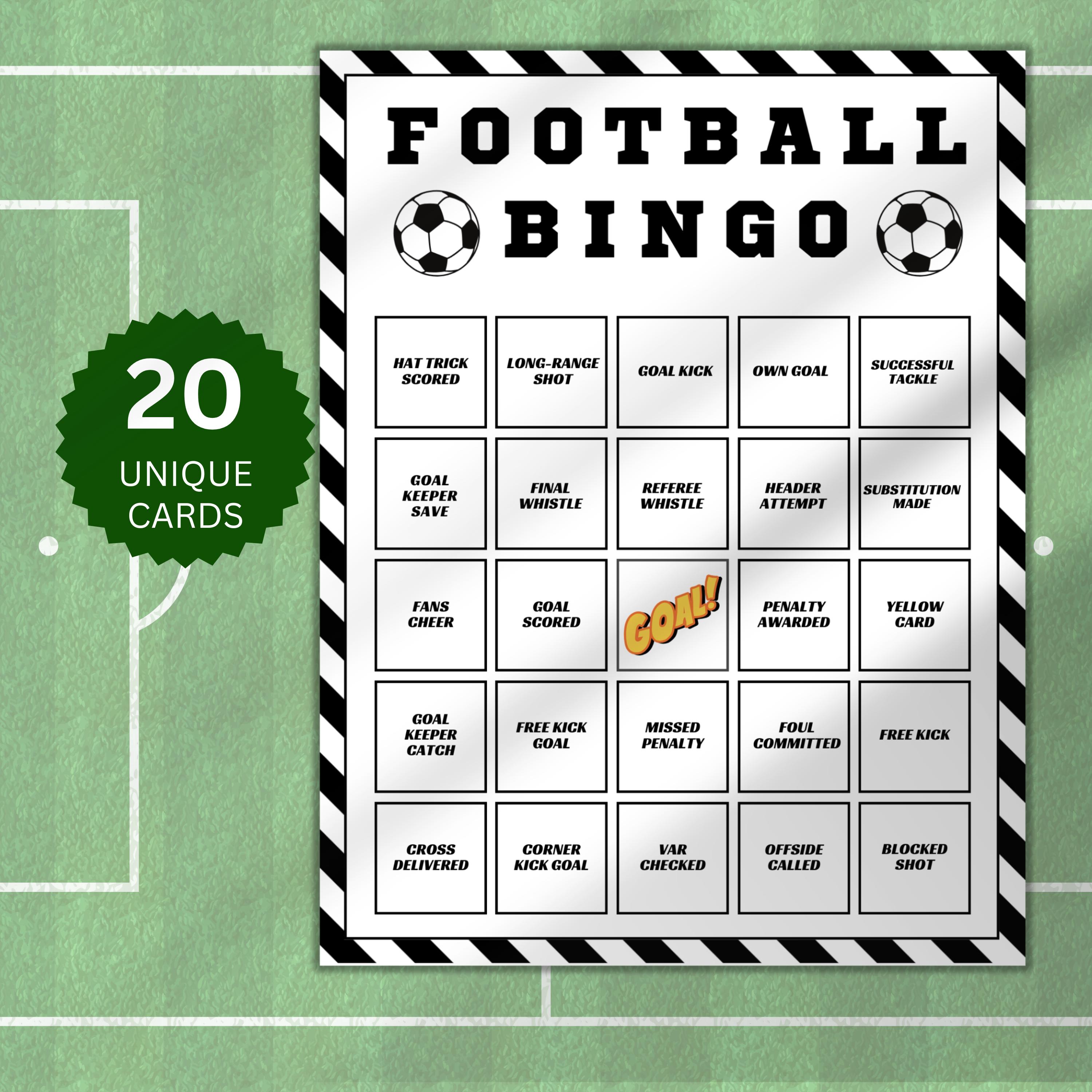 Football Themed Bingo, Printable English Activity, Soccer Activities 20 ...