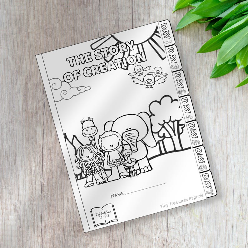 7 Days of Creation Mini Book Bible Craft, Sunday School Lesson for Kids, Genesis 1 Story ...