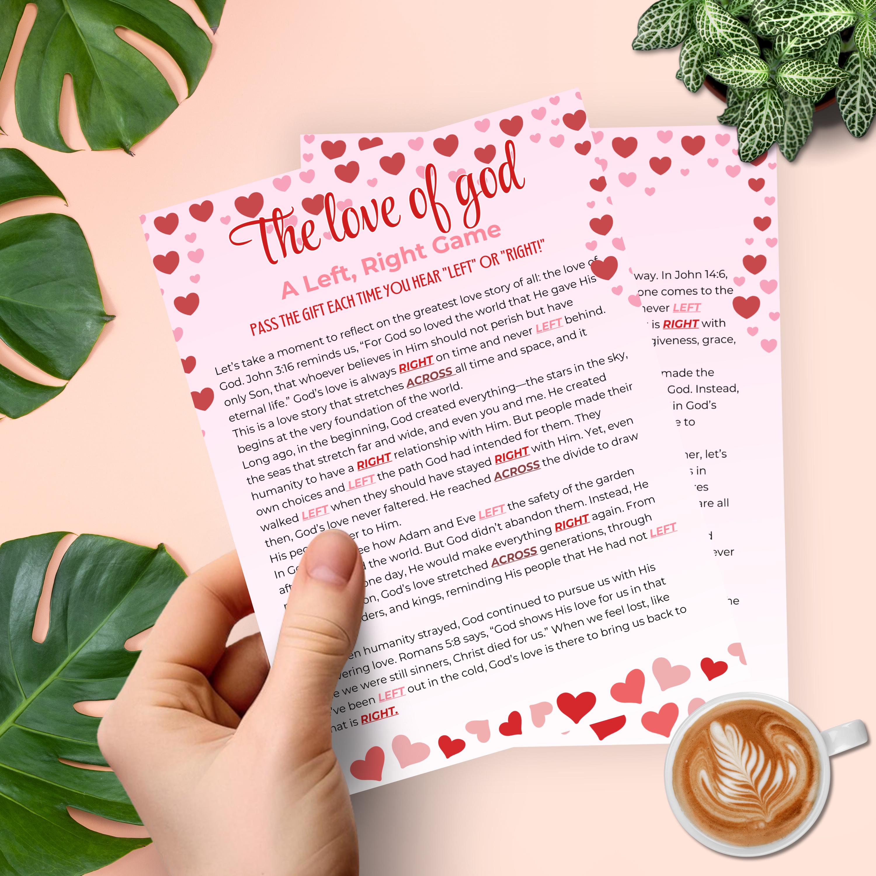 Valentines Day Pass the Gift Game, Love of God Left Right Game, Bible ...