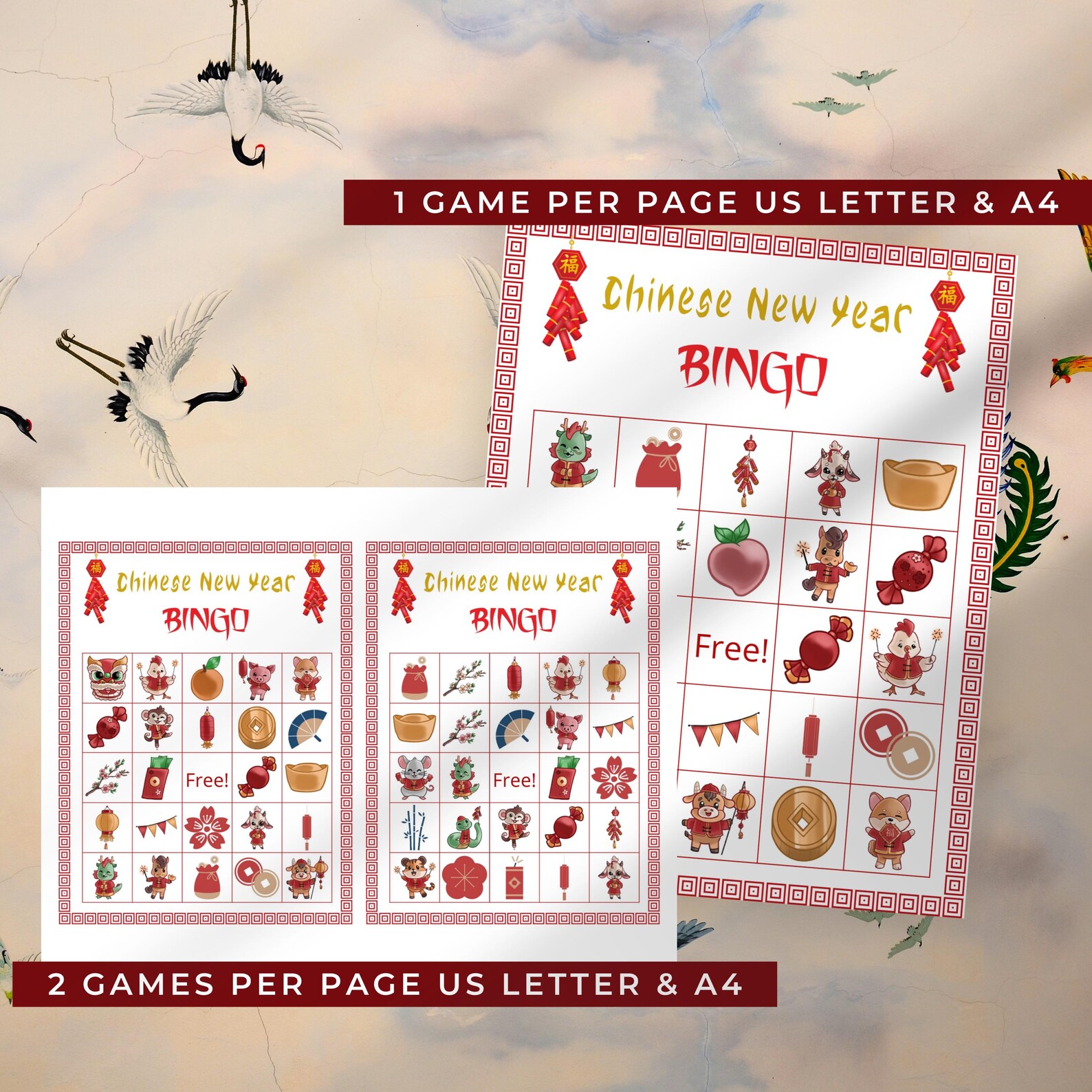 Chinese New Year Bingo, Printable Zodiac for Children, Kids Lunar ...