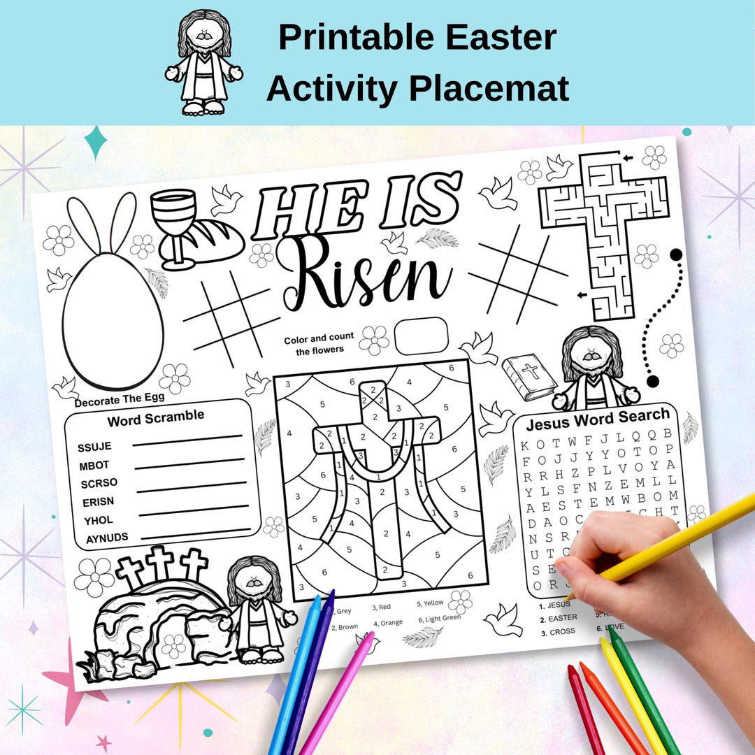 Easter Story Activity Placemat, Printable Christian Resurrection Sunday ...