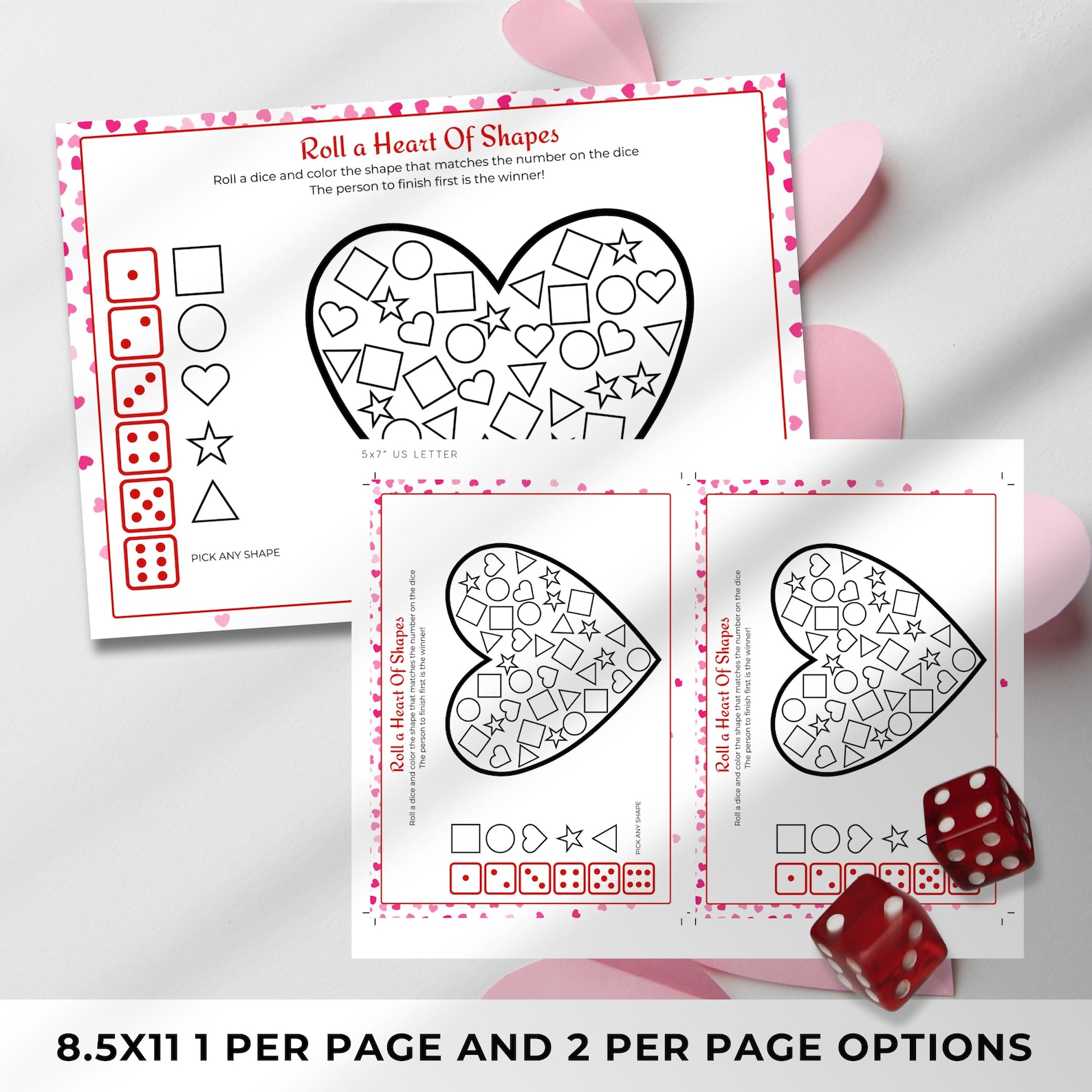 Roll a Heart Candy Game, Fun Printable Dice Game for Kids, Perfect for ...