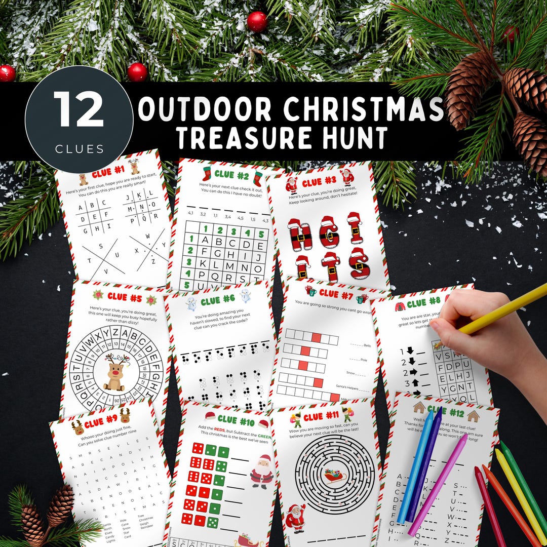 Outdoor Christmas Treasure Hunt for Older Kids, Printable Scavenger Hunt Clues, Fun Holiday ...