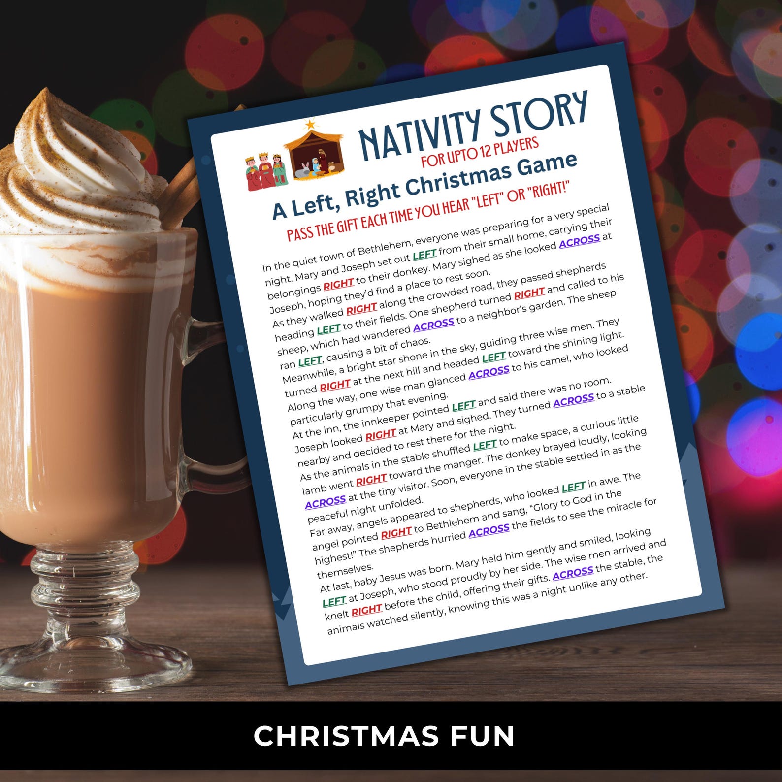 Nativity Story Left Right Game, Christmas Bible Game, Pass the Prize ...