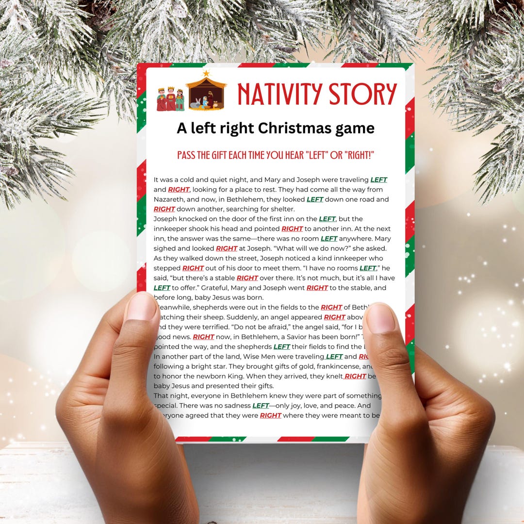 Nativity Story Left Right Game, Christmas Bible Game, Pass the Prize ...