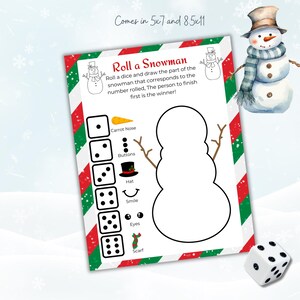 Roll the Snowman Kids Game, Printable Christmas Activity, Children's ...