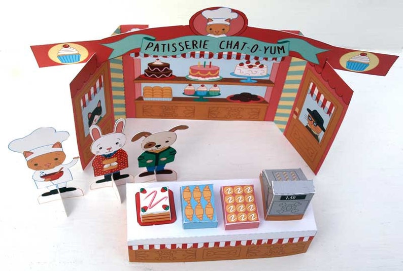 Paper Toy Bakery Play Set French Bakery Paper Craft Kit With - Etsy Canada