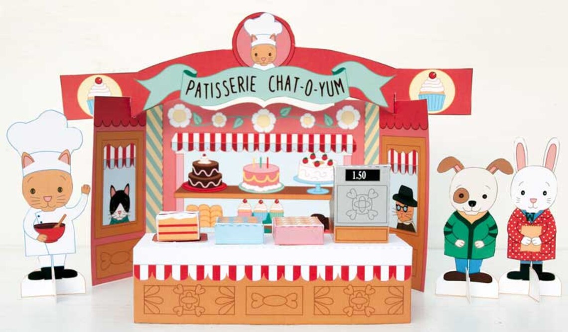 Paper Toy Bakery Play Set French Bakery Paper Craft Kit With | Etsy
