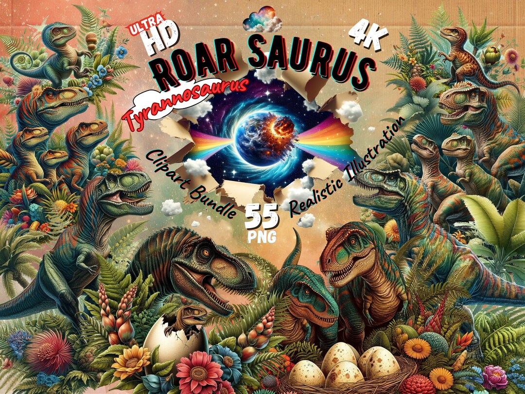 55 Roar Saurus Clipart Bundle | Tyrannosaurus Collection - Realistic ...