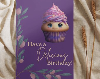 Purple Birthday Card Printable Instant Download Printable Greeting Card ...