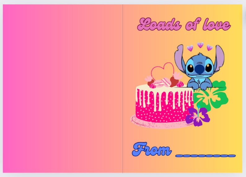 Adorable Lilo and Stitch Birthday Card - Printable PDF - Etsy