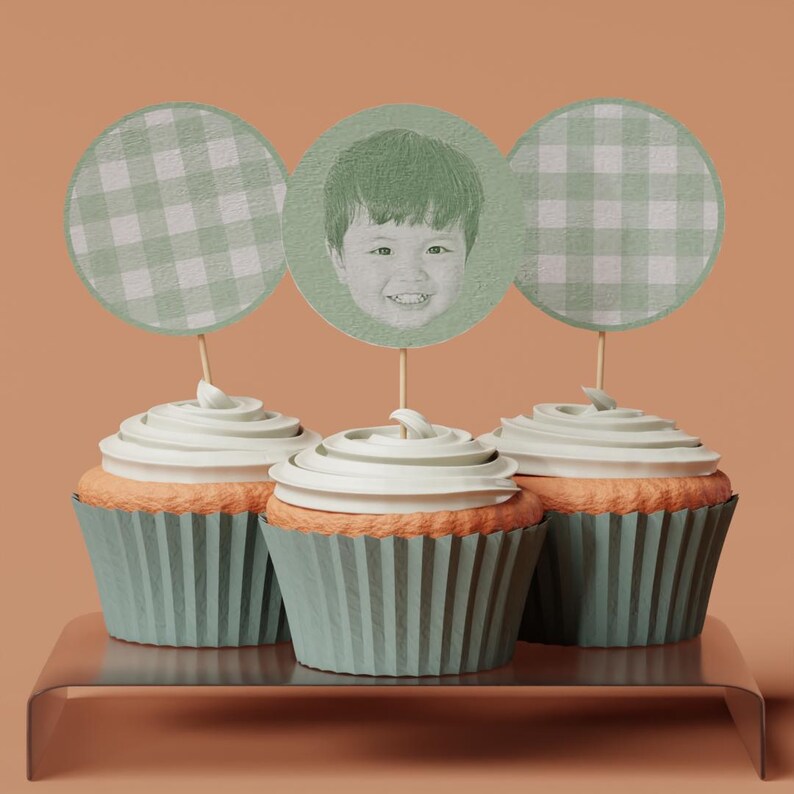 Custom Green Gingham Baptism Cake Toppers and Party Décor ...