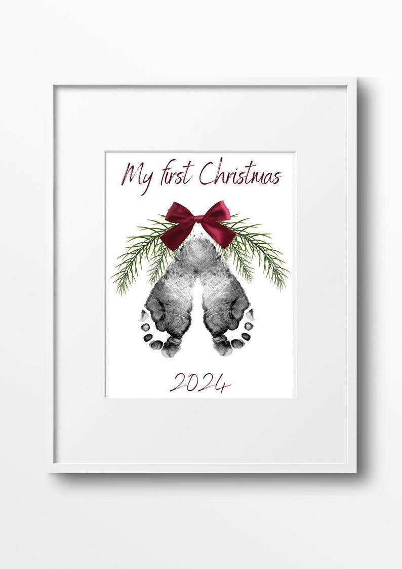 Mistletoes Footprint Art Babys First Christmas Keepsake Christmas ...