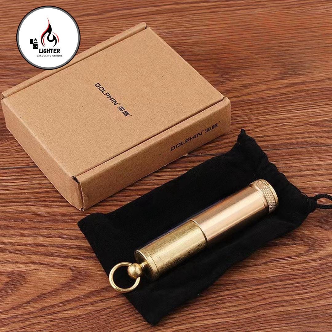 Elegant Compact Torch Lighter Flint Brass Kerosene Lighter Retro Style ...