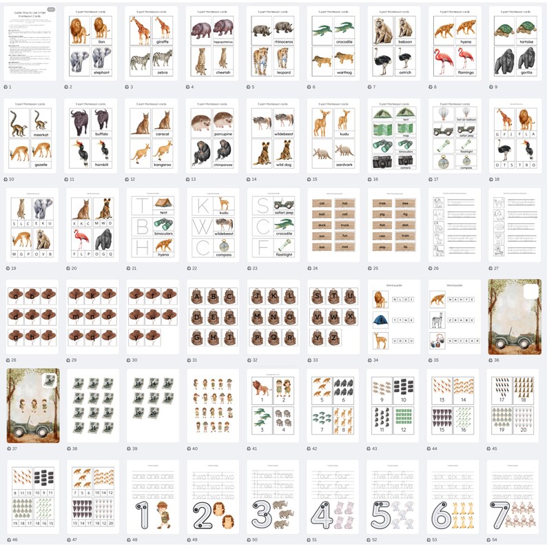 Jungle Safari Unit Study | 100 Pages of Printable Activities | 3-part ...