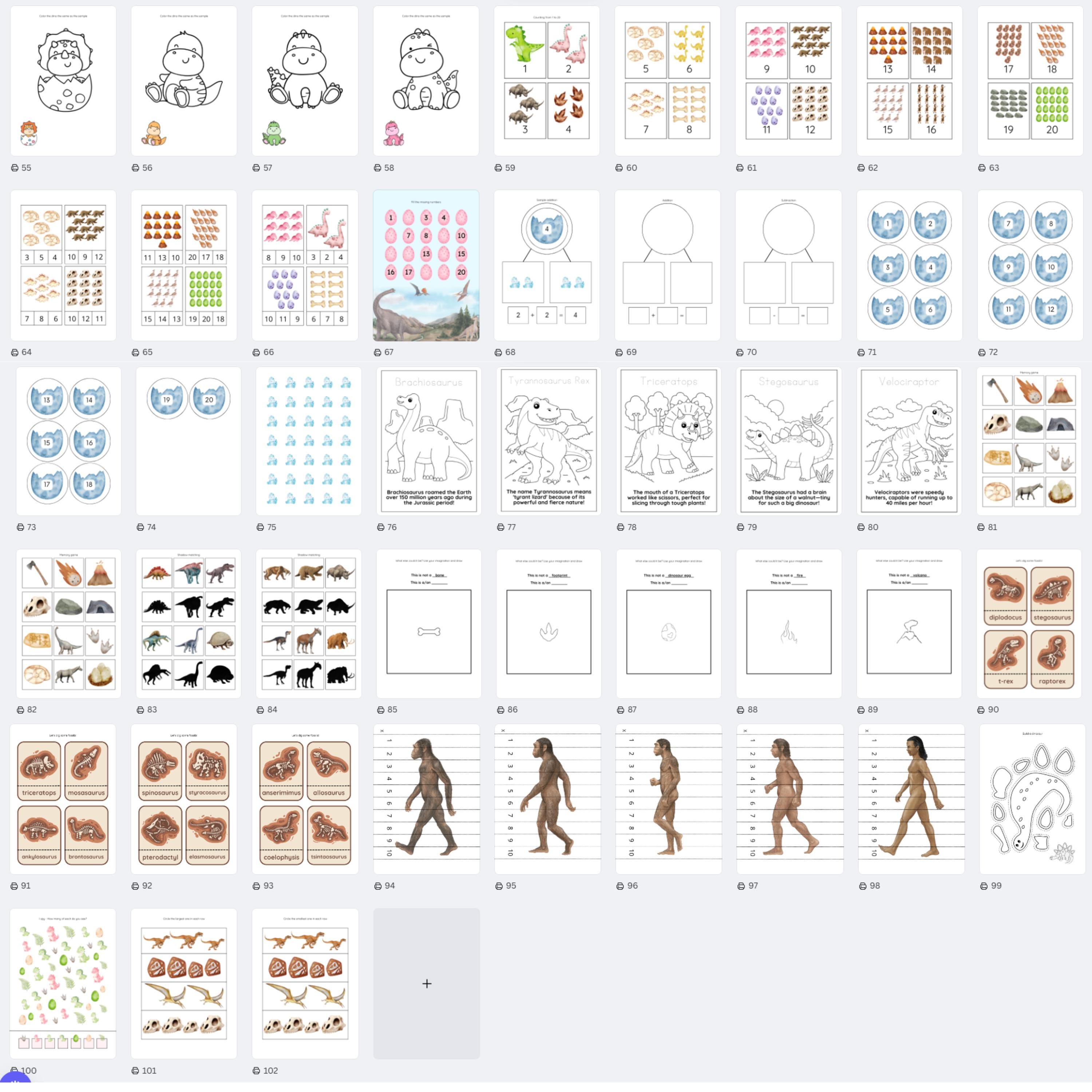 Dinosaurs and Prehistoric Life Unit Study | 100 Pages of Printables | 3 ...