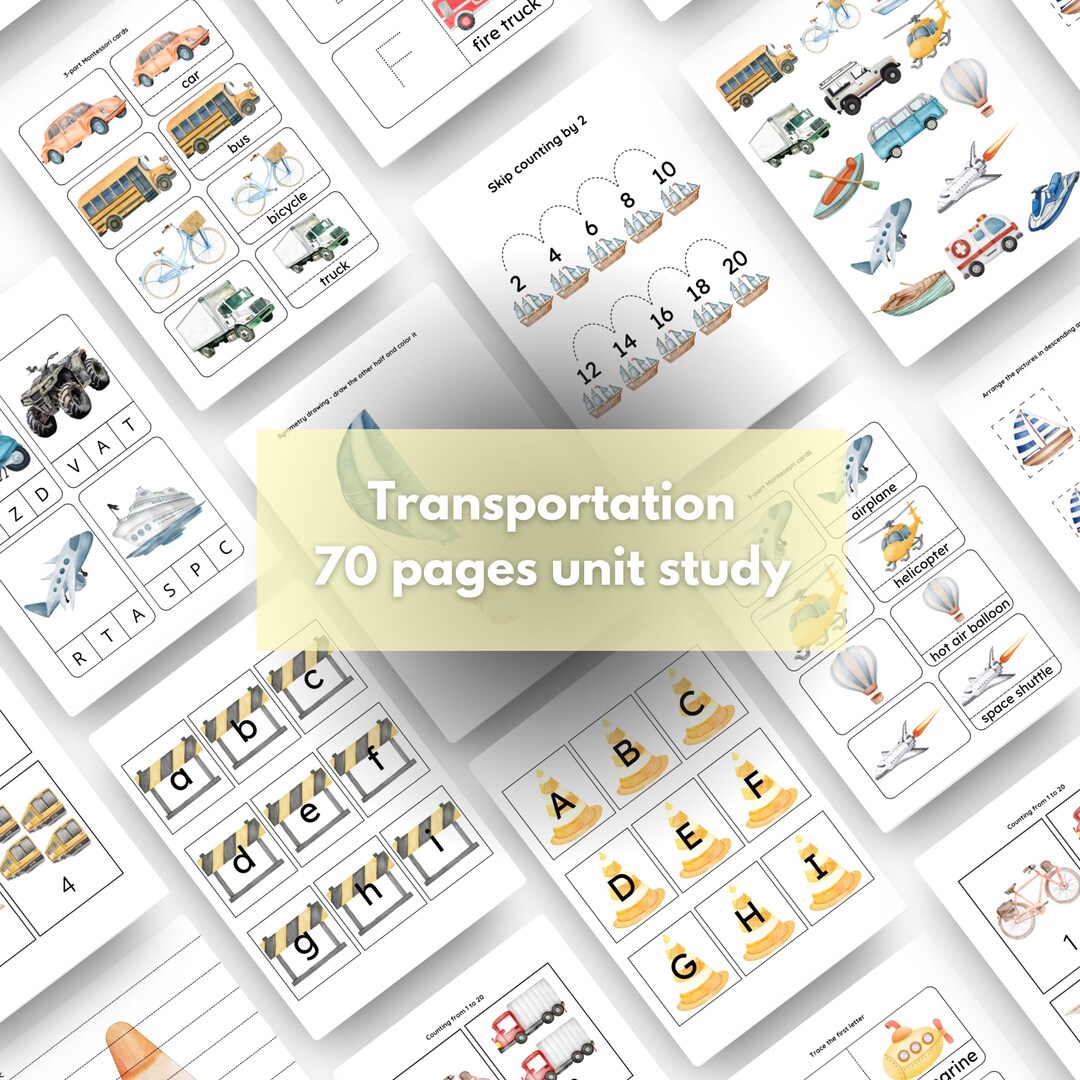 Montessori Transportation Unit Study | 100-page Printable PDF for Kids ...