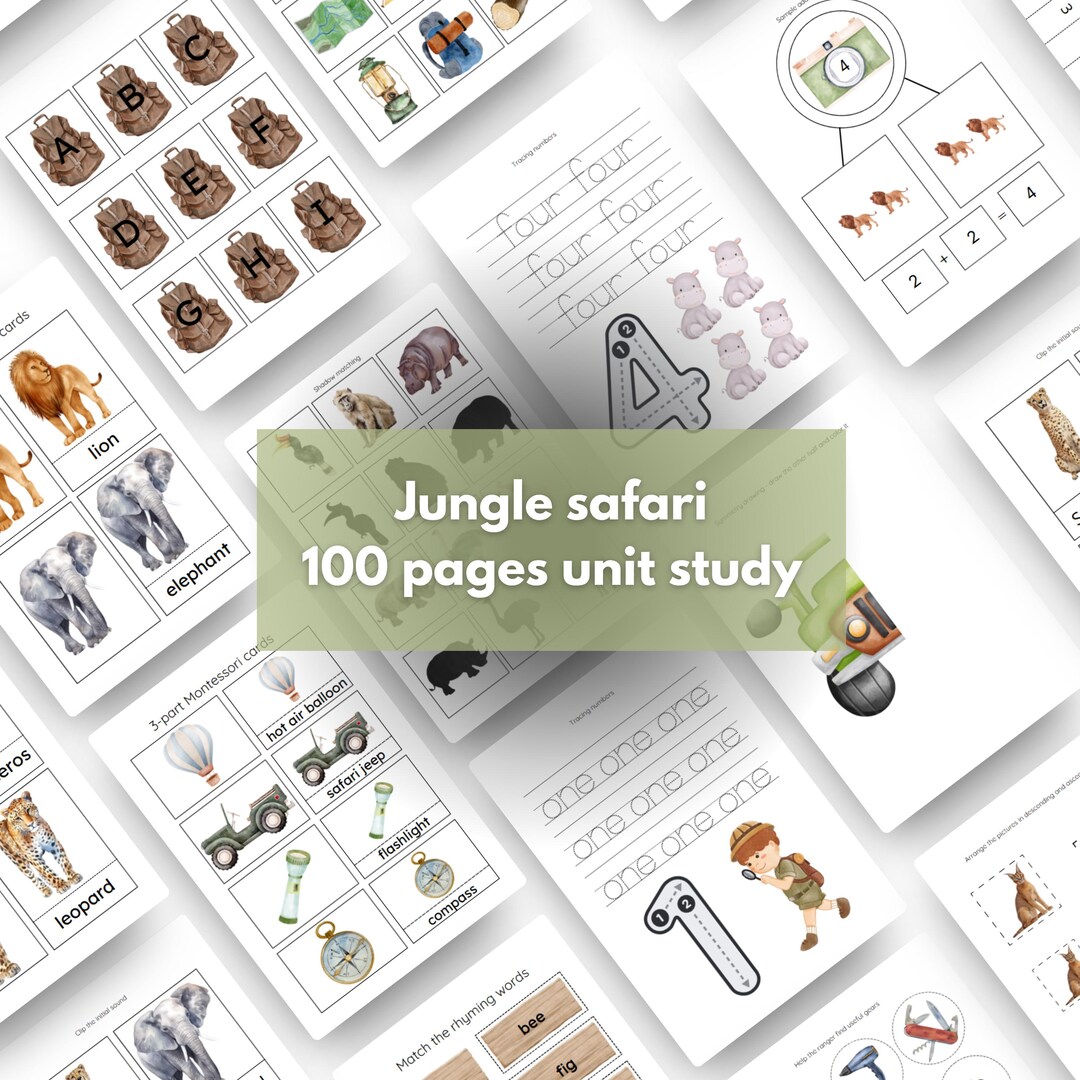 Jungle Safari Unit Study | 100 Pages of Printable Activities | 3-part ...