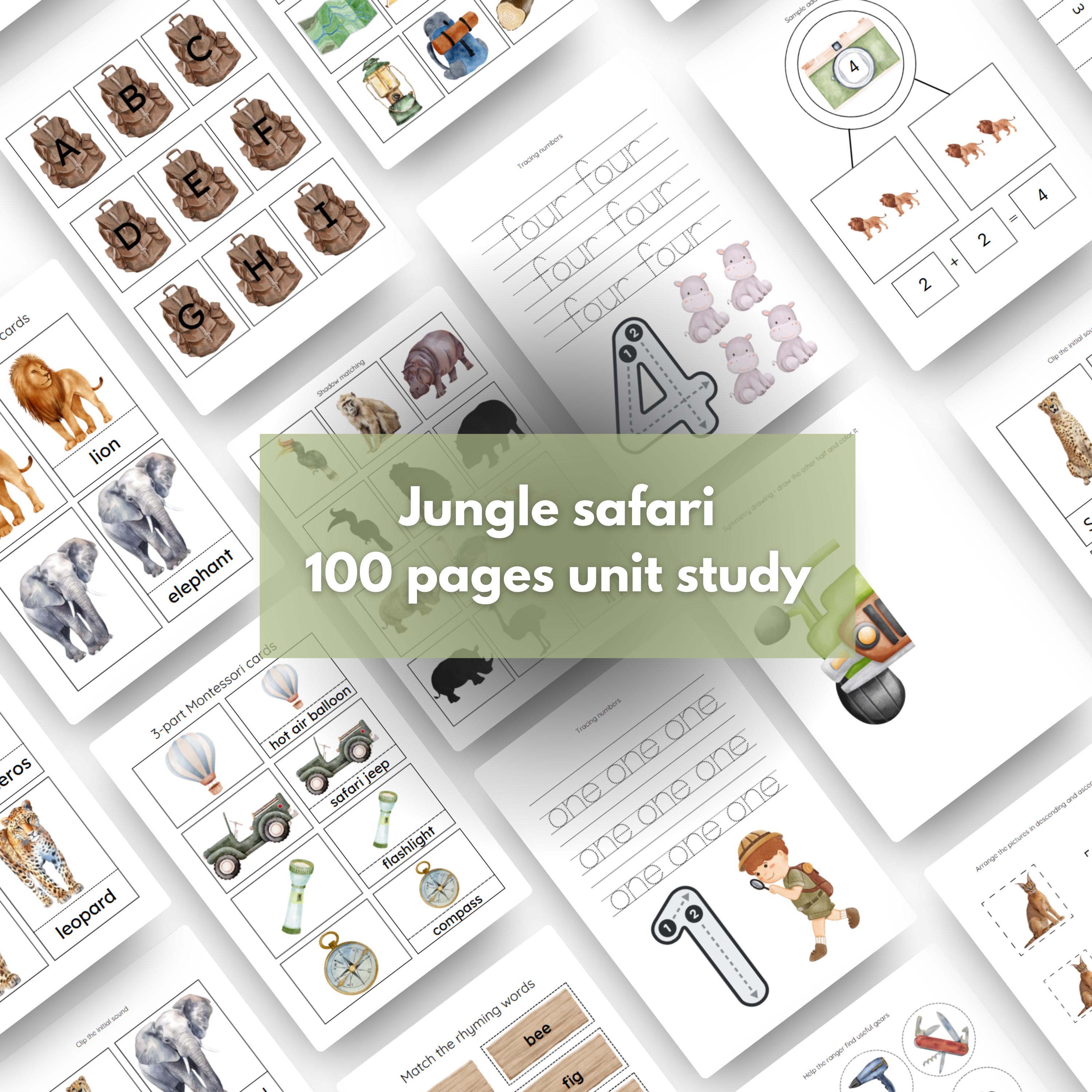 Jungle Safari Unit Study | 100 Pages of Printable Activities | 3-part ...