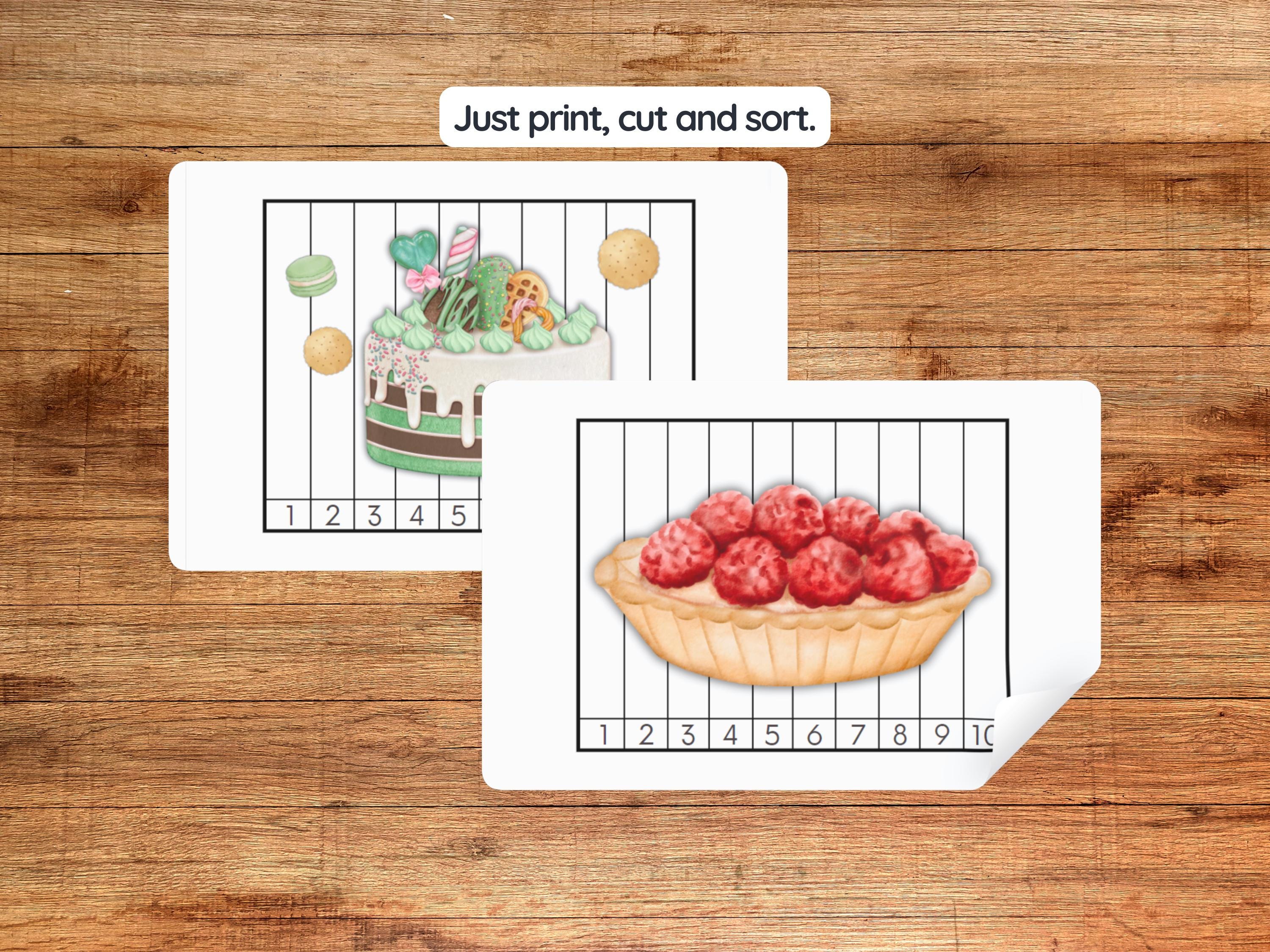 Watercolor Cake Number Sequencing Activity Printable Educational Game ...
