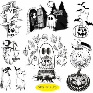 Halloween Ghost SVG Bundle, Cute Ghost PNG Cut Files - Etsy