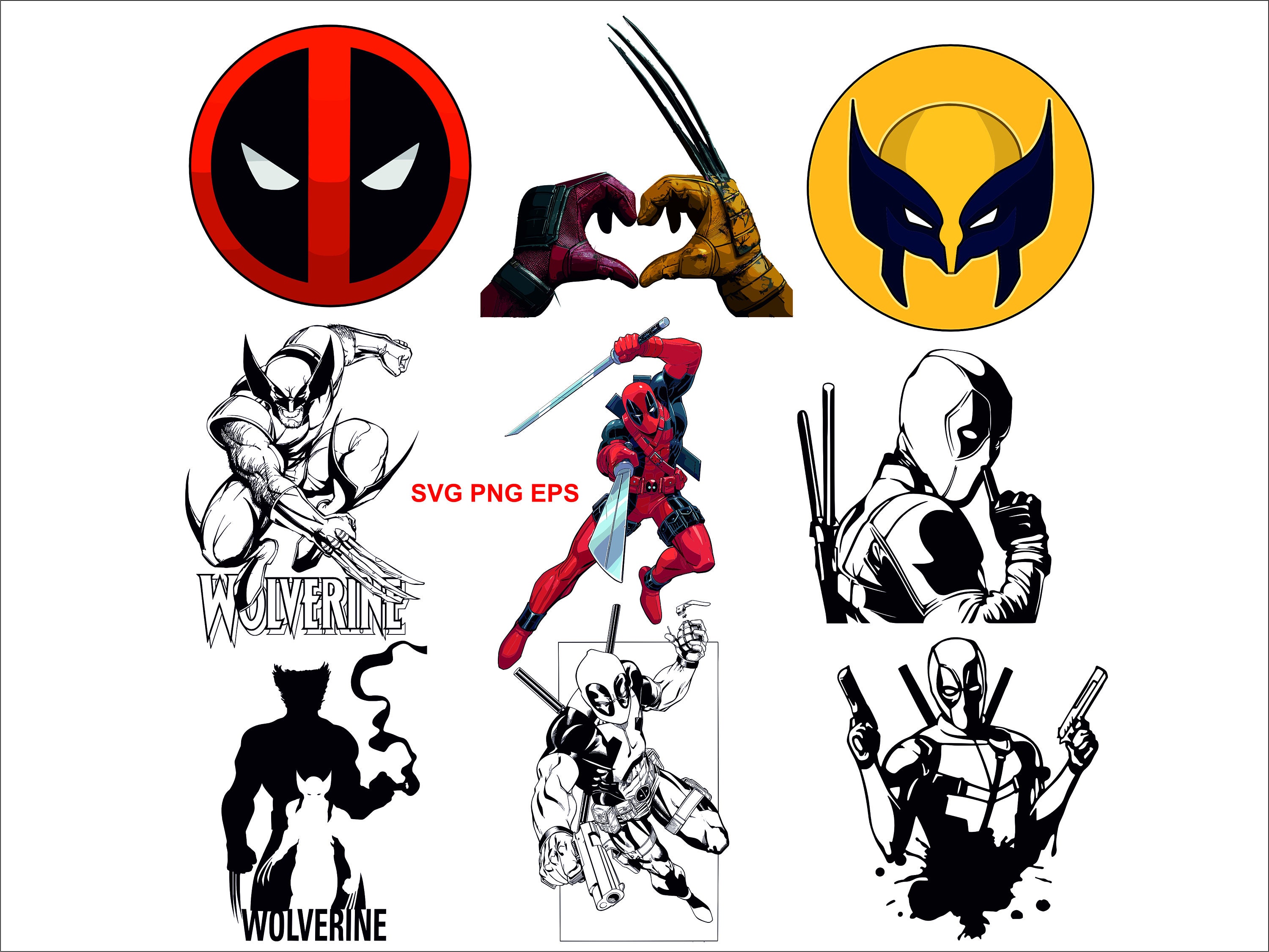 Deadpool and Wolverine SVG Bundle: Superhero Movie Cut Files - Etsy