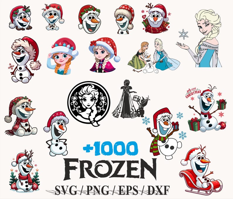 Frozen Clipart Set: Elsa, Anna, Olaf (PNG, SVG Bundle) (instant ...